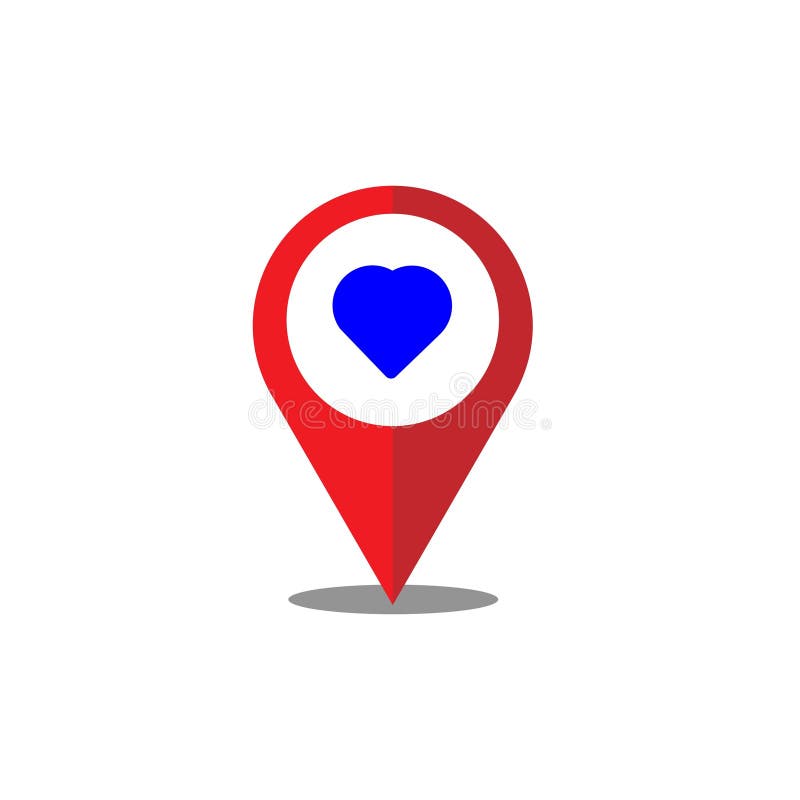 Icon Blue Love in Map Pin Red Vector on a White Background Stock Vector ...