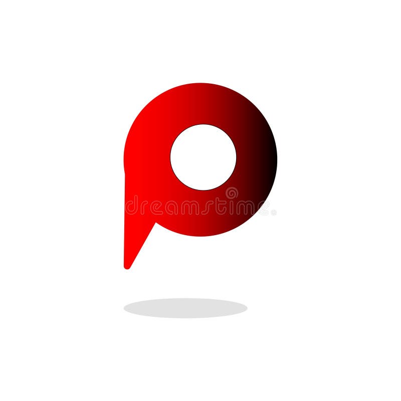 Red Location Pin Icon Resembling a Lowercase "p," with a Gradient ...