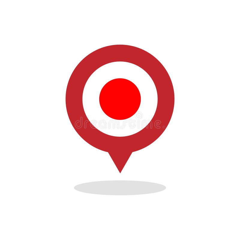 Vector Icon Red Location Pin Icon with a Circular Target Design Stock ...