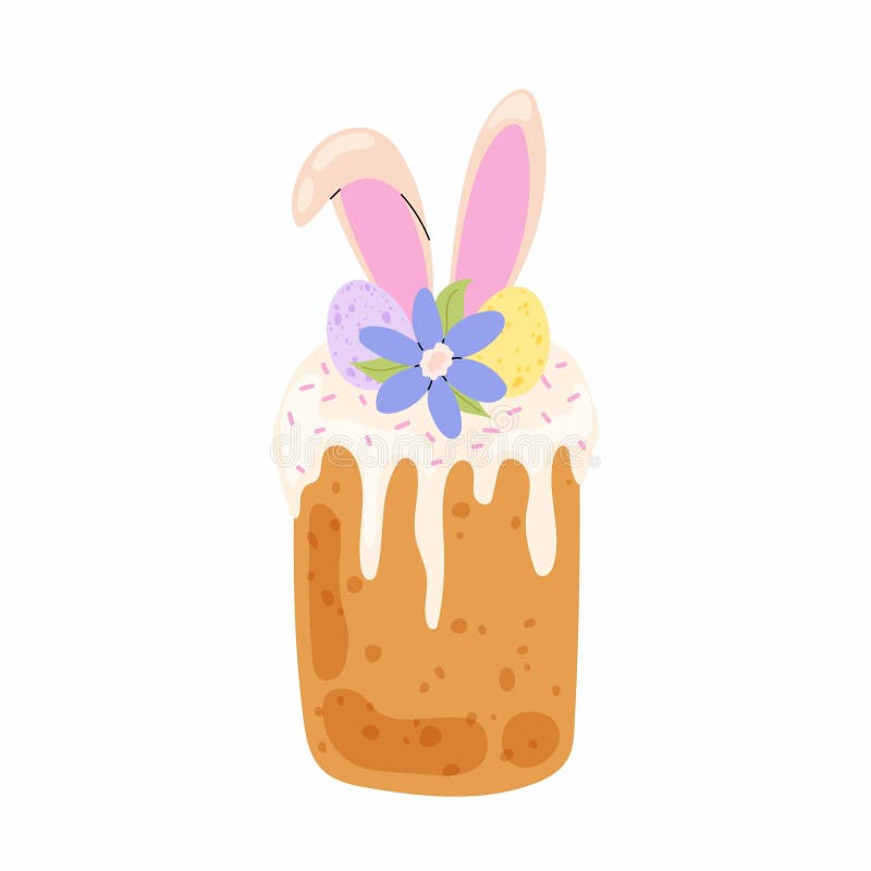 Easter Cake. Holiday Pastry with Cream Decorated Bunny Ears, Easter ...