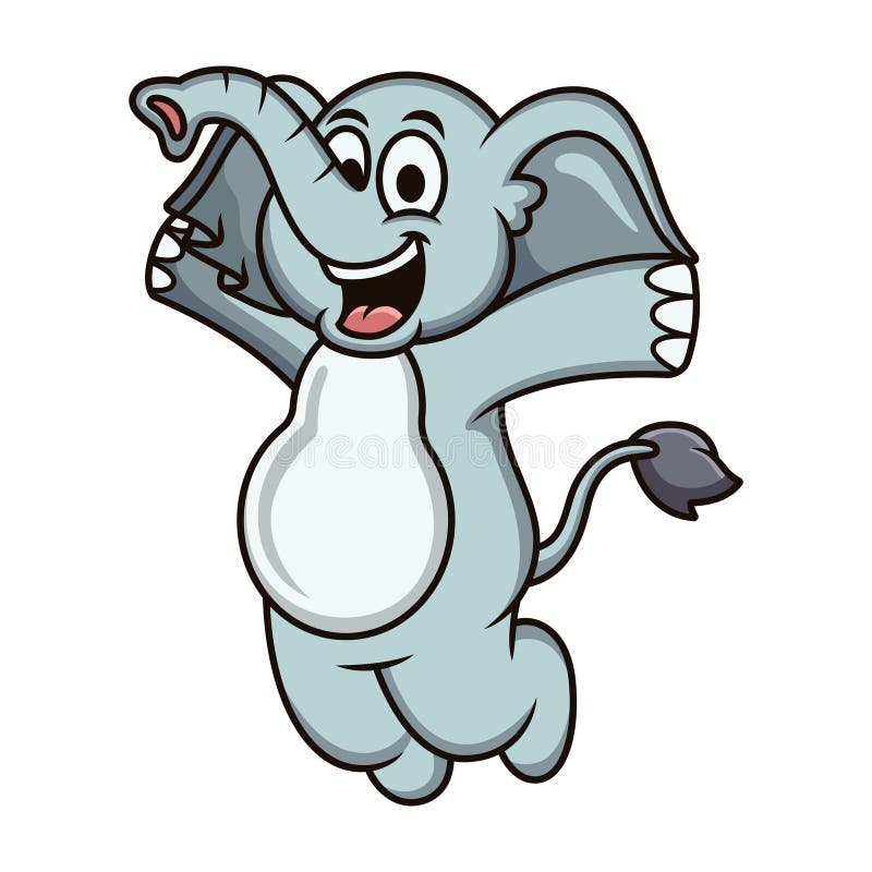Cute Funny Elephant with Jump Pose Cartoon Stock Illustration ...