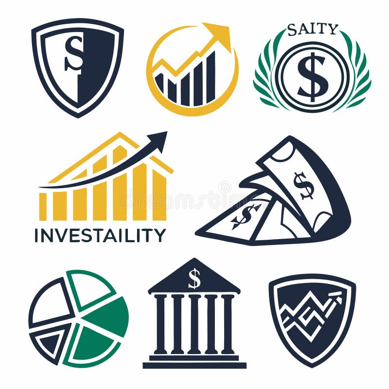 Vector Set of Finance-themed Logos Representing Money Management ...