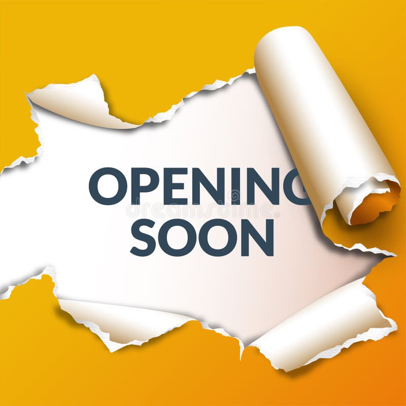 Yellow Opening Soon Template with Torn Paper Effect Stock Vector ...