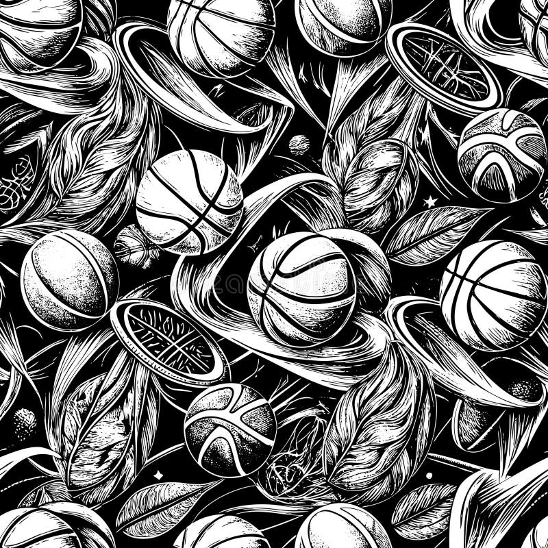 A Dynamic Seamless Pattern Dedicated To Basketball, Featuring ...