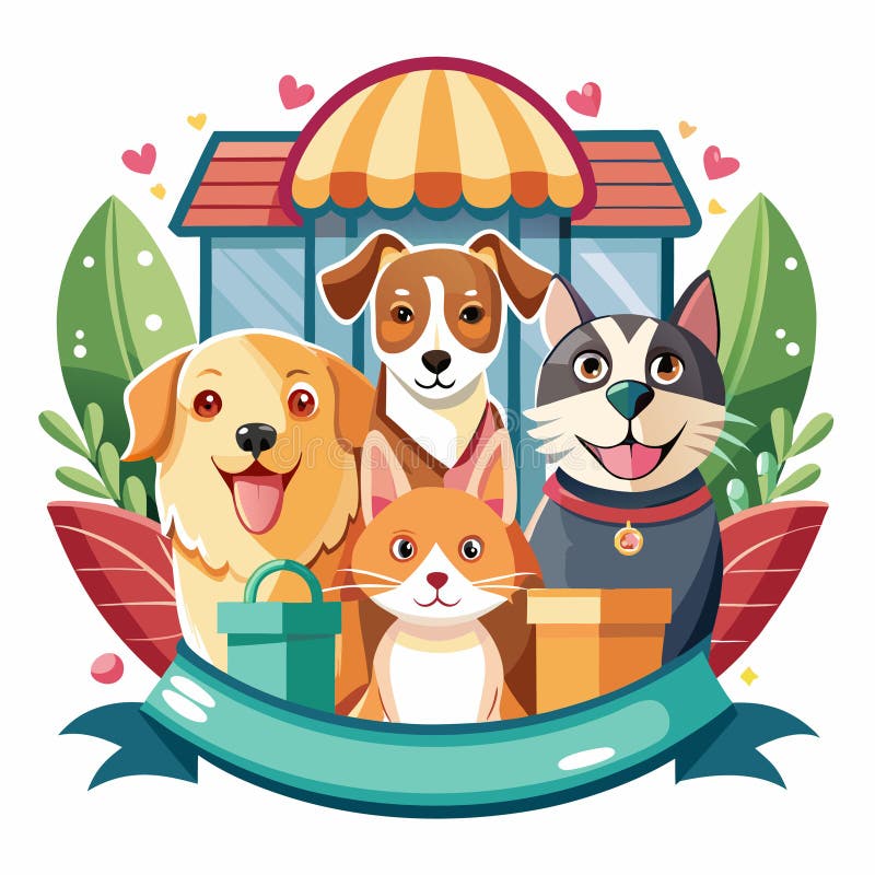 Vector Logo for a Pet Store Symbolizing Care for Pets. Stock ...