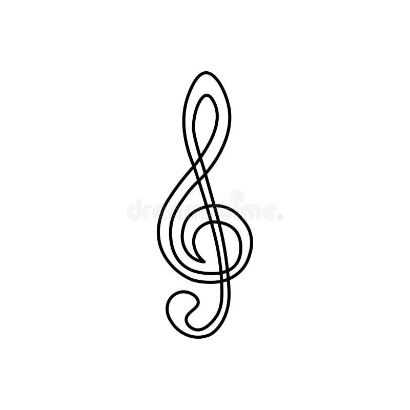 Simple Continuous Line Drawing of a Treble Clef, Symbolizing Music ...