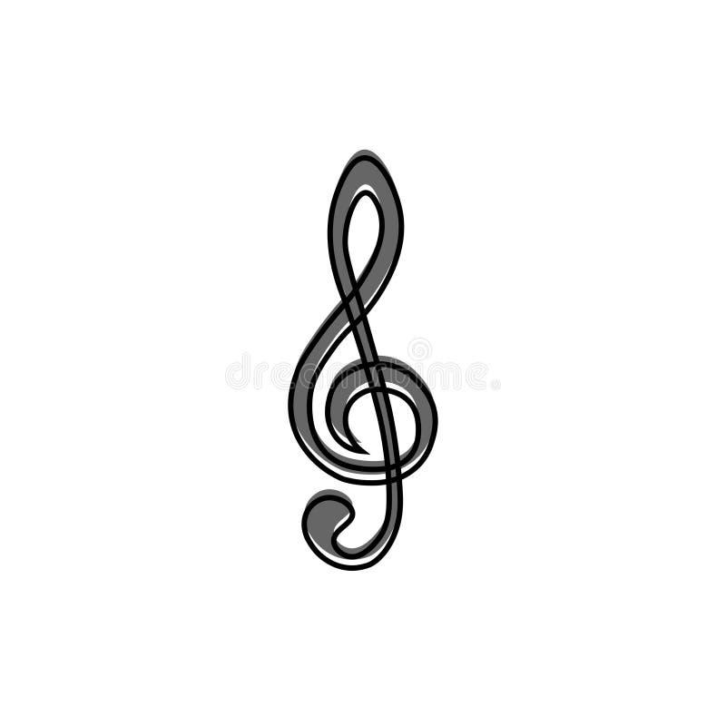 Simple Continuous Line Drawing of a Treble Clef, Symbolizing Music ...