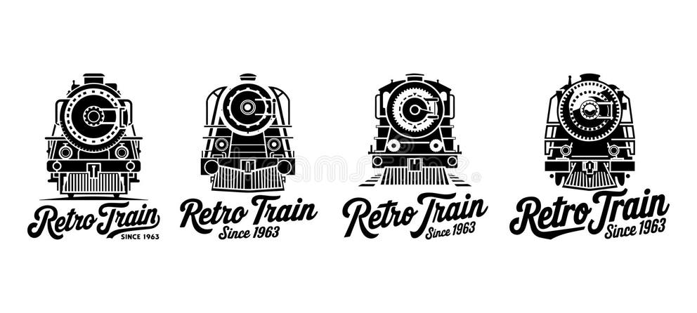 Retro Train Logo Vector Set, Vintage Locomotive Emblems and Badges ...