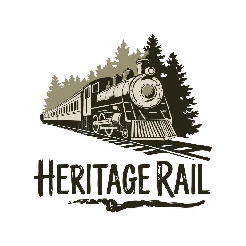 Vintage Steam Train Logo, Classic Heritage Rail Illustration Stock ...