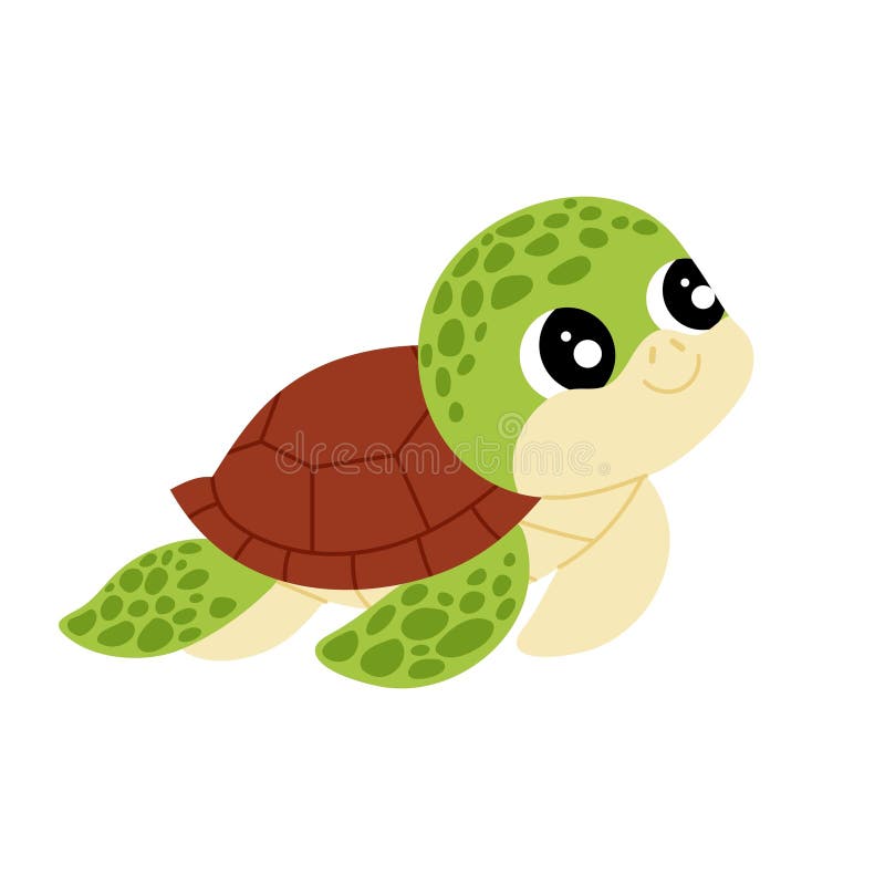 Baby sea turtle cartoon stock vector. Illustration of looking - 134893413