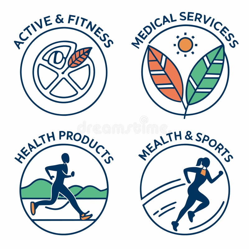 This Set of Logos on Fitness and Sports Activities Features Stylish and ...