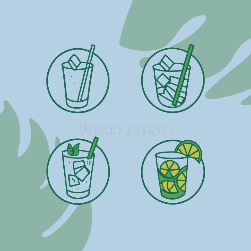 This Set of Cocktail Logos for a Summer Bar Features Stylish and ...