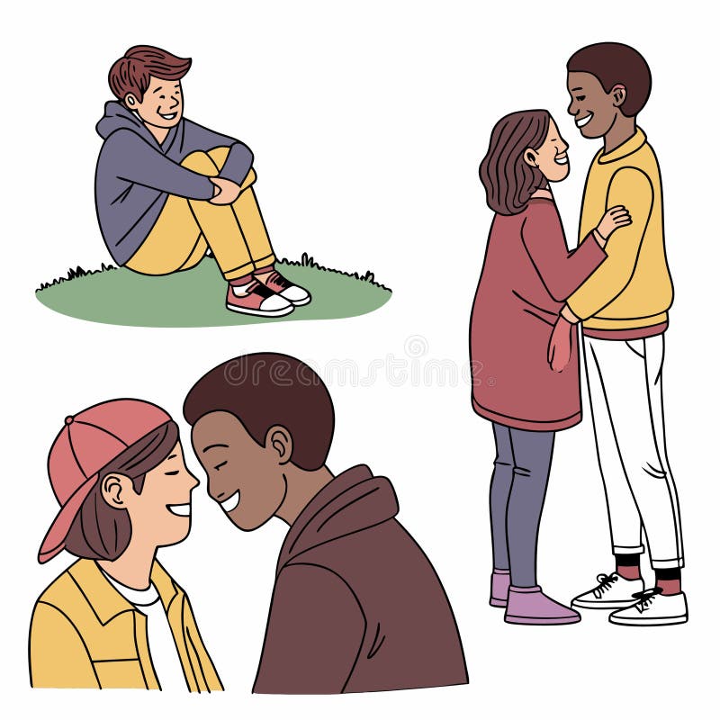 The Illustration on the Theme of Human Relationships Depicts a Warm and ...