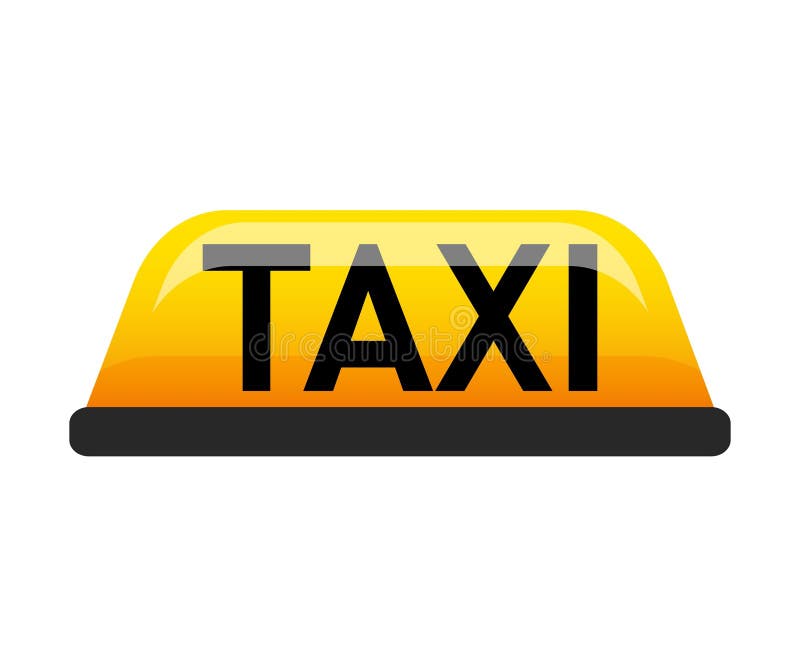 Taxi Car Roof Sign with Black Lettering. Taxi Icons. Yellow Signs of ...