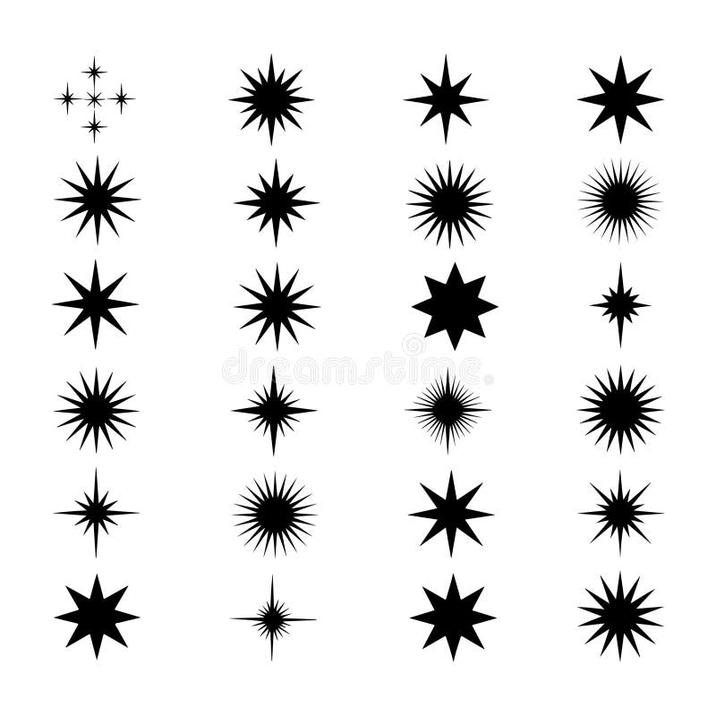 A Set of Sparkle Star Icon or Logo Set, Vector Silhouette Illustration ...