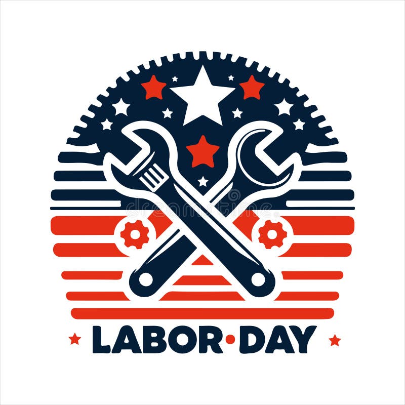 American Labor Day Text Art with Tools Symbols Stock Vector ...