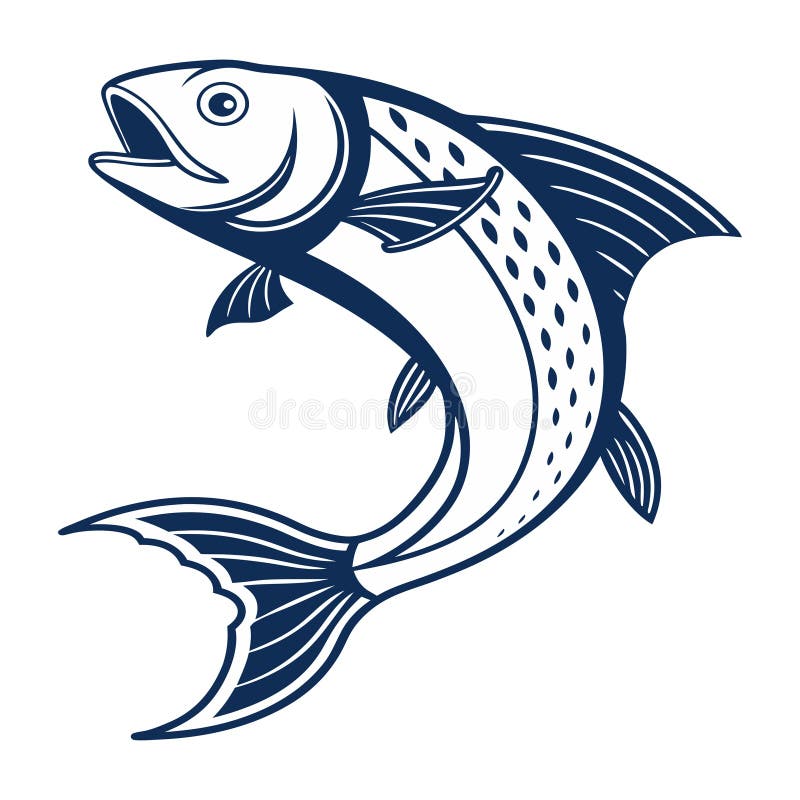 Stylized Jumping Fish Vector Stock Illustration - Illustration of ...