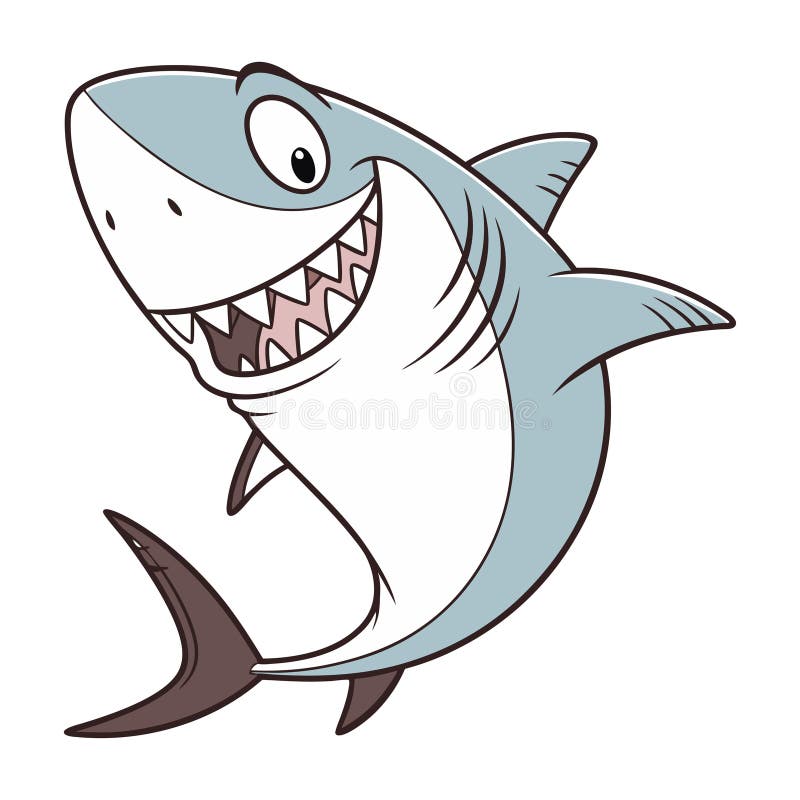 Cute Shark Character: Smiling Shark Vector Stock Illustration ...