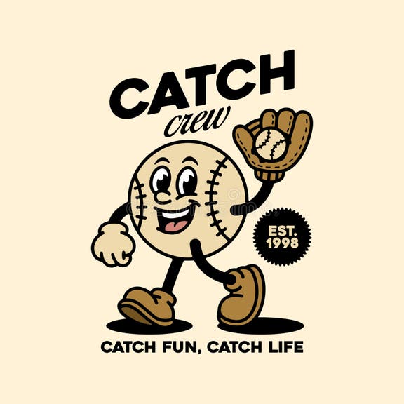 Funny Baseball Ball Cartoon Character Catching Glove Stock Vector ...