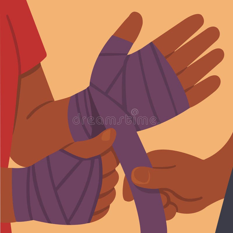 Preparation for Training. a Man Wraps Boxing Bandages Around His Hands ...