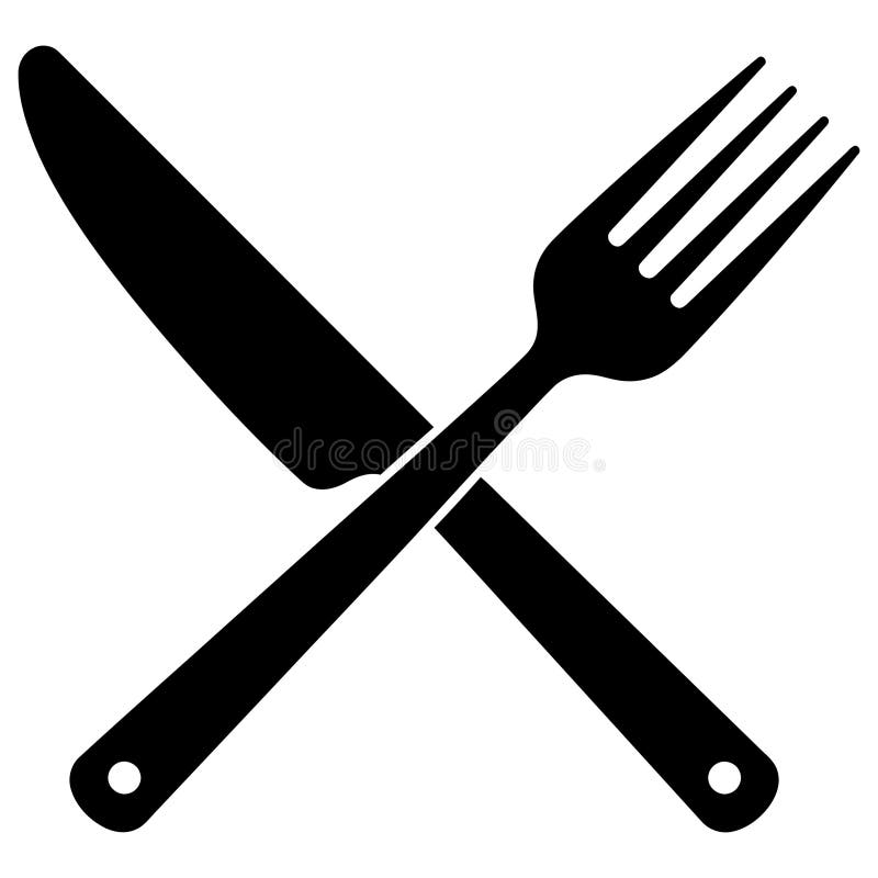 Crossed Dinner Knife and Chunky Fork Icon for Elegant Dining Stock ...
