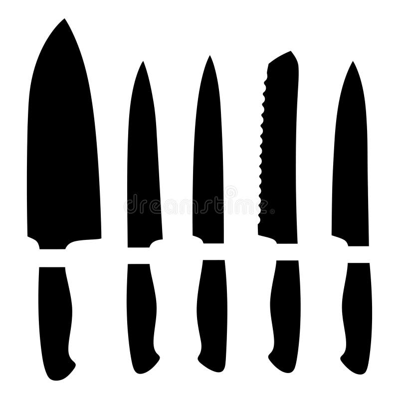 Distinct Blade Shapes in Kitchen Knives Silhouette Illustration Design ...