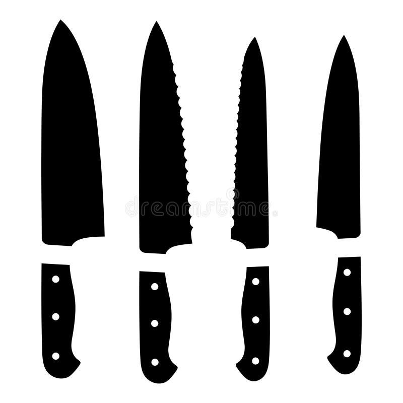 Kitchen Knives Silhouette Illustration Showcasing Sharp Blade Shapes ...
