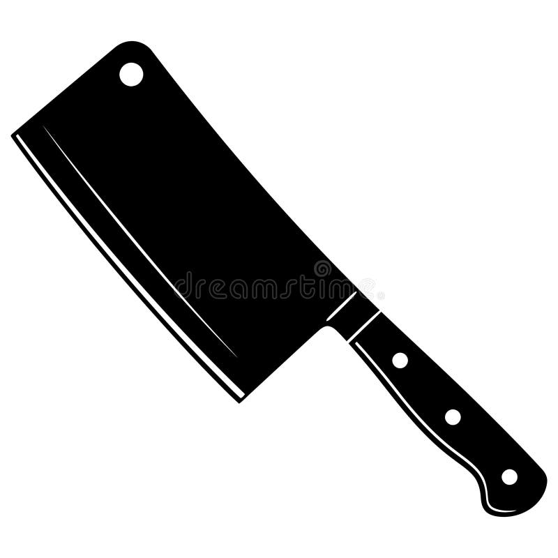 Traditional Cleaver Knife Silhouette with Sharp Blade Design Stock ...