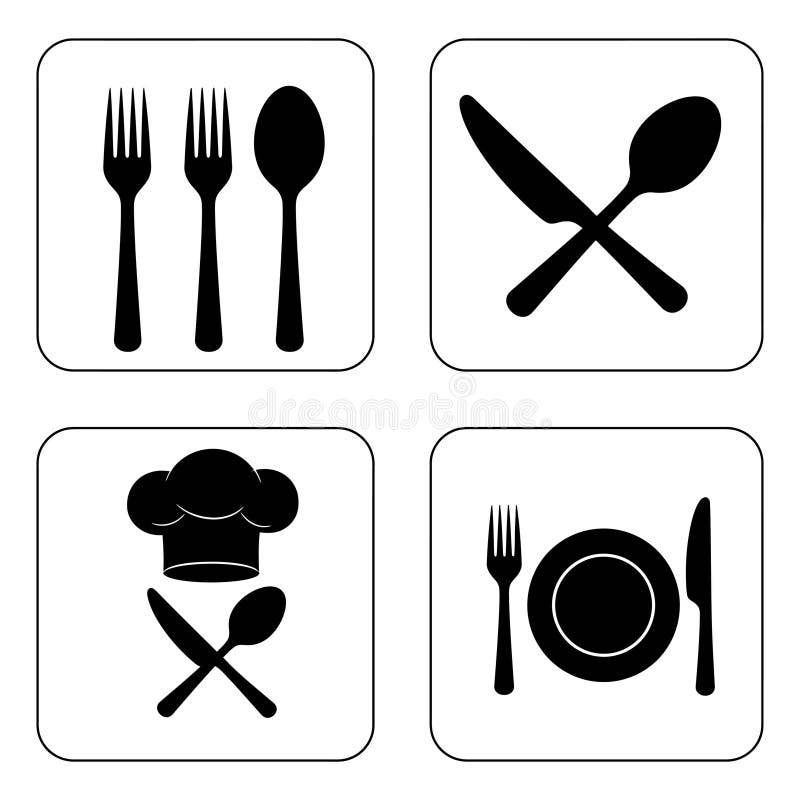 Simple Dining Cooking Icons for Menu and Kitchen Graphics Stock ...