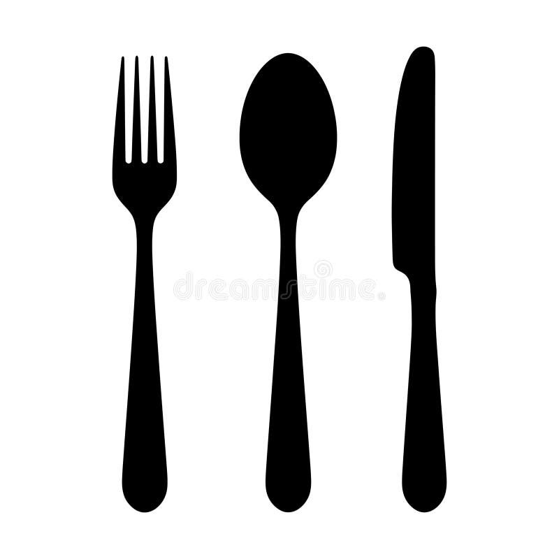 Basic Dining Cutlery Set Fork Spoon Knife Icon Black Style Stock Vector ...