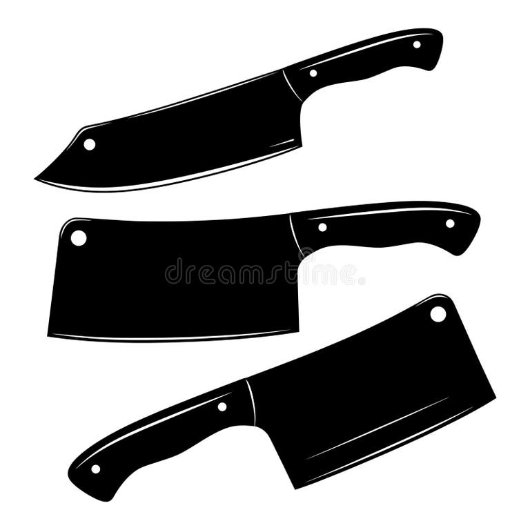 Sharp Cleaver Knife Silhouette Black White Kitchen Tool Stock Vector ...