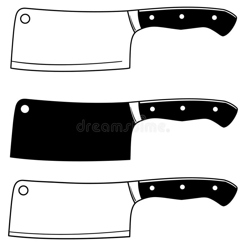 Sharp Cleaver Knife Silhouette Black White Chef’s Knife Stock ...