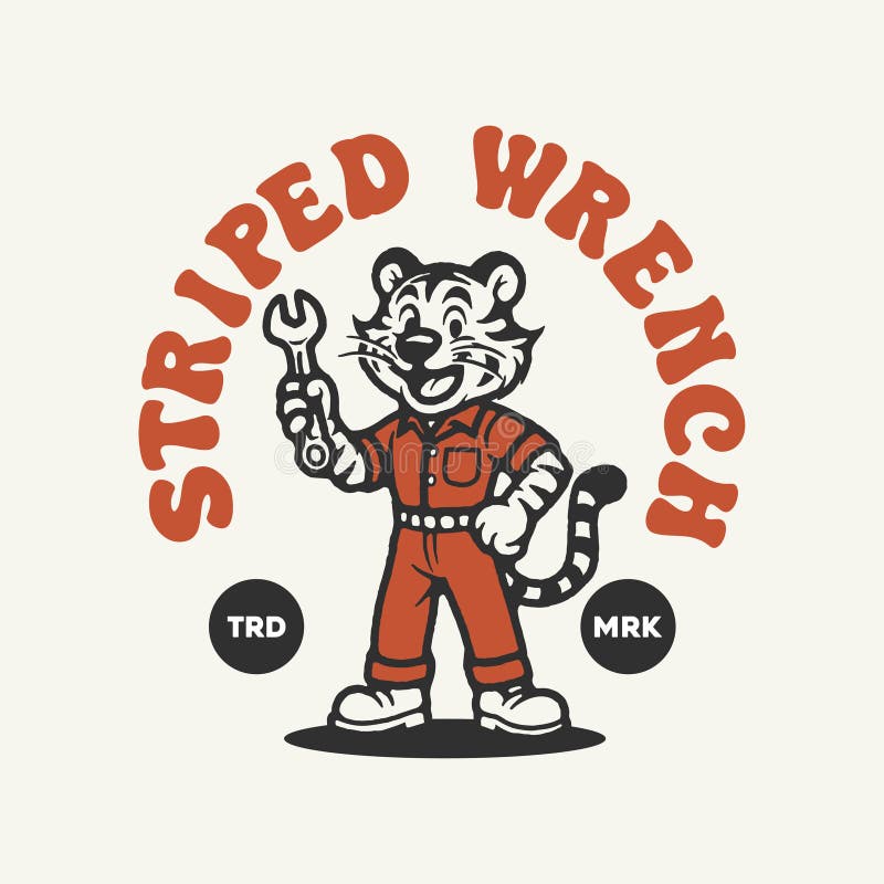 Vintage Mechanic Tiger Mascot Stock Vector - Illustration of line ...