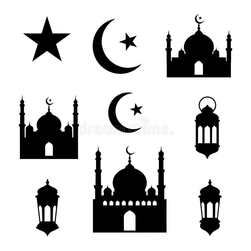Islamic Cultural Symbols Silhouette Star Moon Mosque Design Stock ...