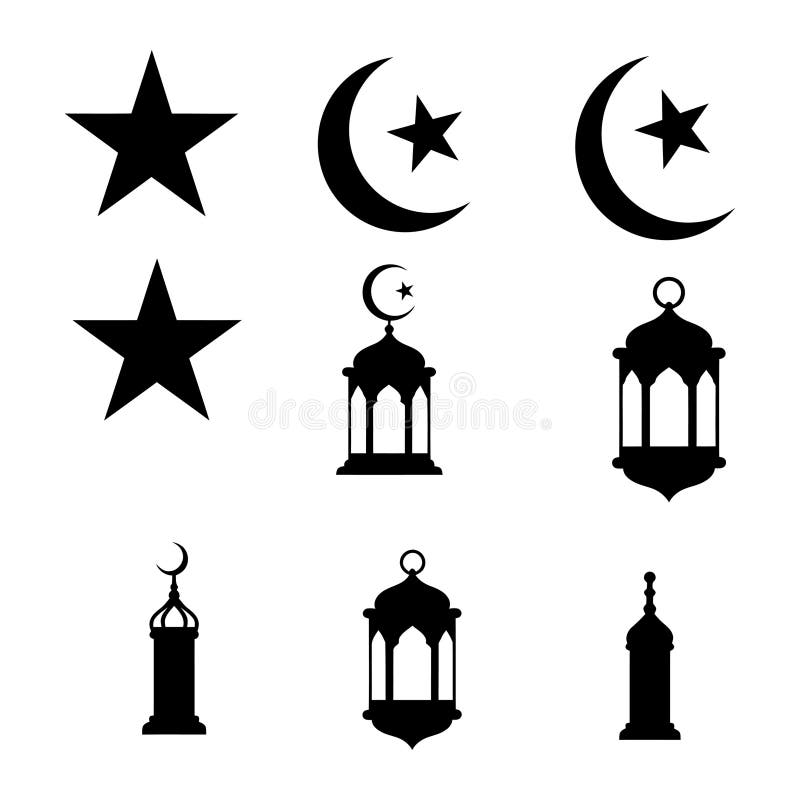 Star Moon Mosque Islamic Silhouette Symbols for Art Designs Stock ...