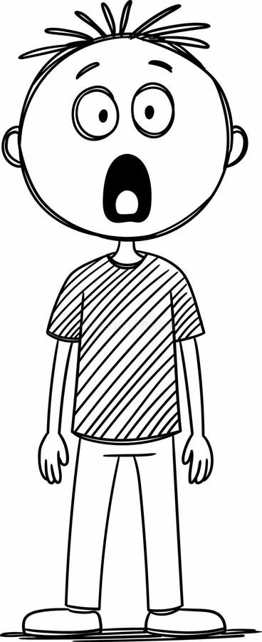 The Surprised Boy is a Linear Drawing. Stock Illustration ...