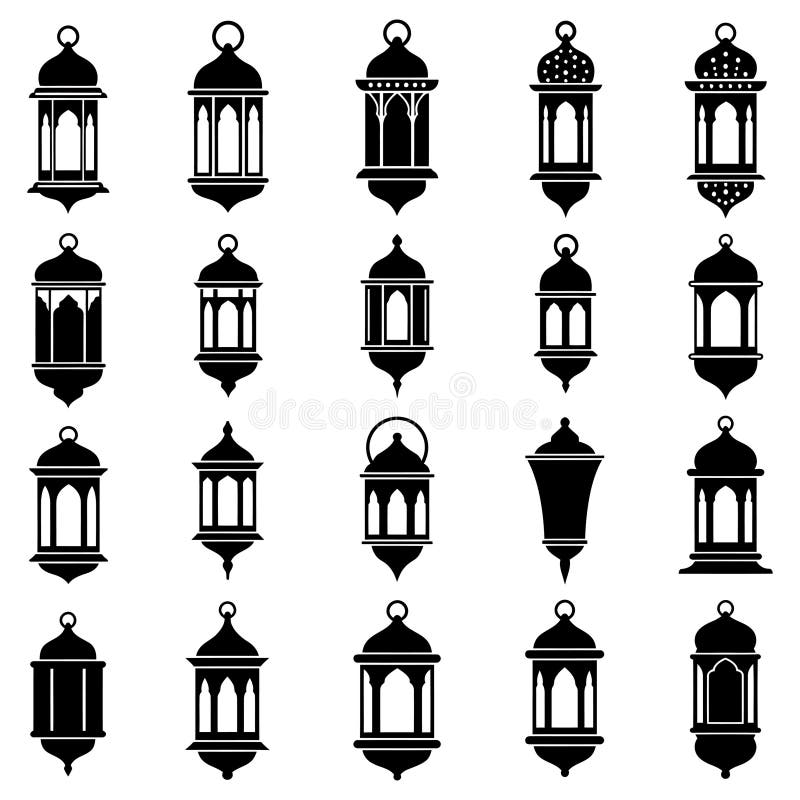 Traditional Lantern Pattern Bundle Silhouettes for Islamic Holiday ...