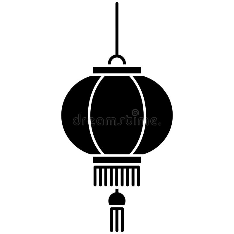 Chinese Hanging Lantern Silhouette with Decorative Tassel Design Icon ...