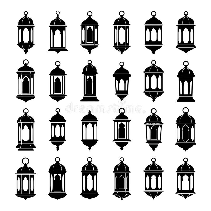 Elegant Islamic Lantern Silhouettes Bundle for Ramadan and Eid Stock ...