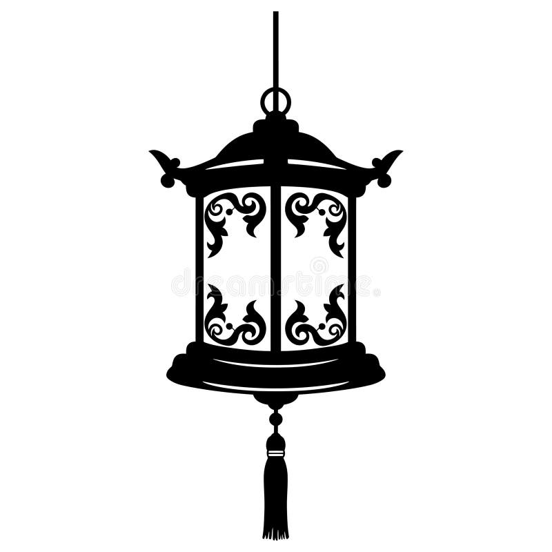 Traditional Hanging Lantern Silhouette in Bell Shape Style Stock Vector ...