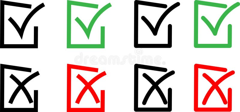 Approval and Rejection Icons: UI Feedback Elements, Multi-Color Tick ...
