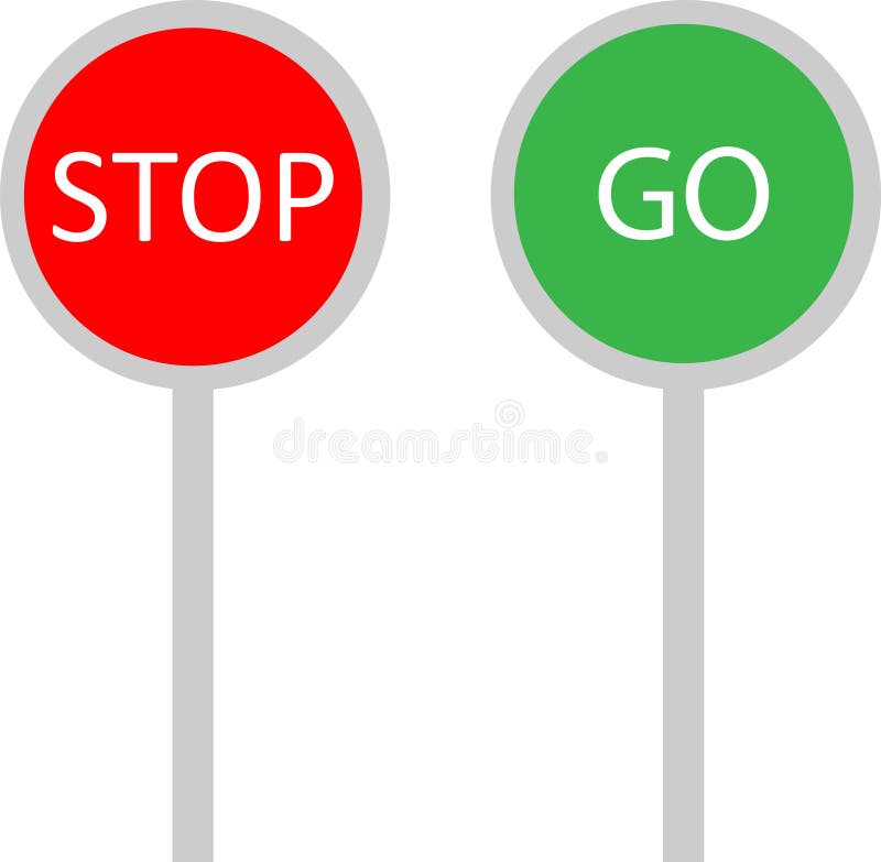 Red Stop and Green Go Signs - Isolated Icons, Traffic Control Hand ...