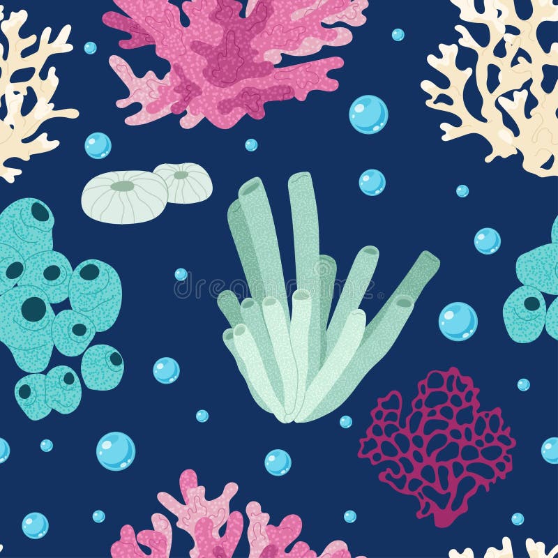 Seamless Pattern Colorful Coral Illustrations. for Marine Designs ...
