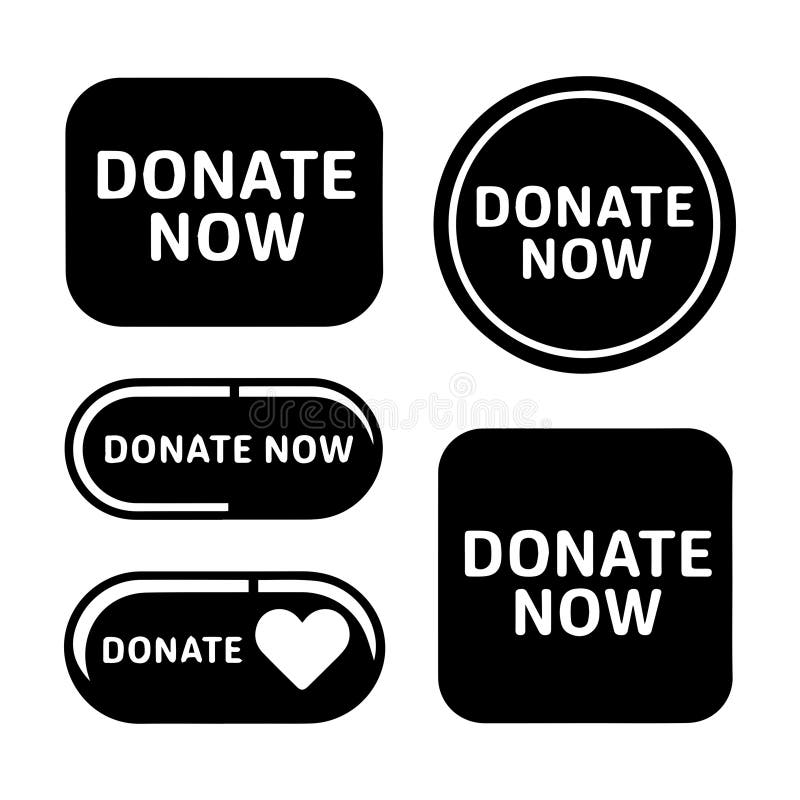Donation Button Set in Vector Silhouette Illustration Style Stock ...