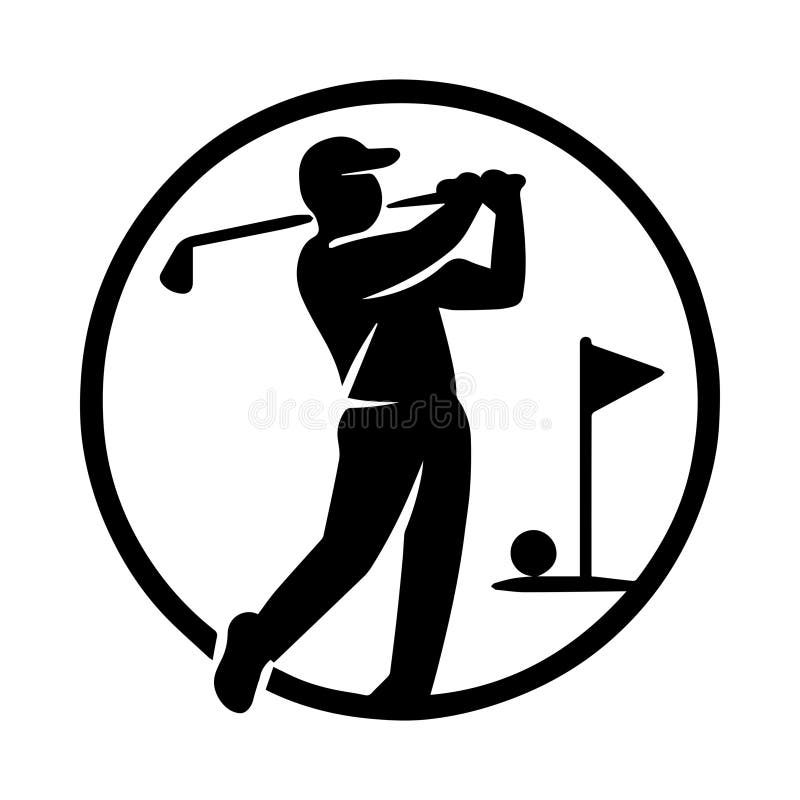 Creative Golf Logo in Black Vector Silhouette Style Stock Vector ...