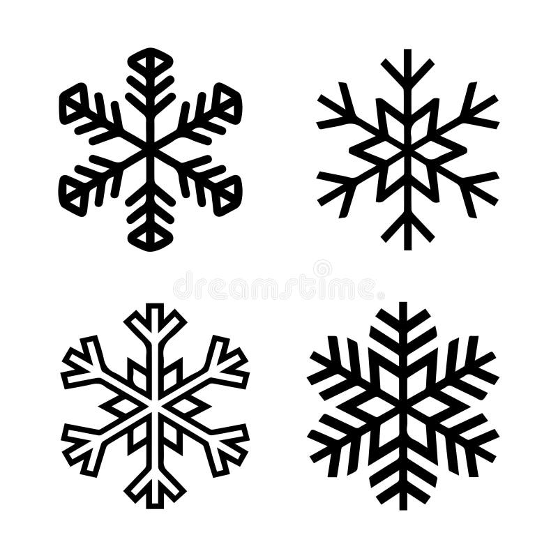 Minimal Snowflake Vector Silhouettes Stock Image - Image of snowflake ...