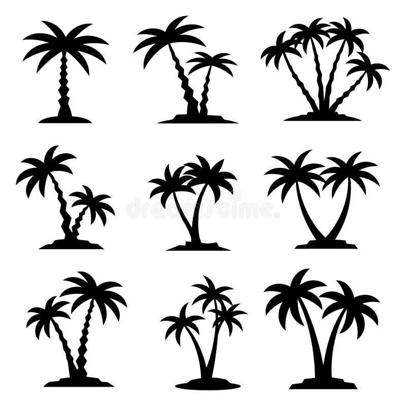 Geometric Palm Tree Silhouettes with Modern Abstract Artistic Style ...