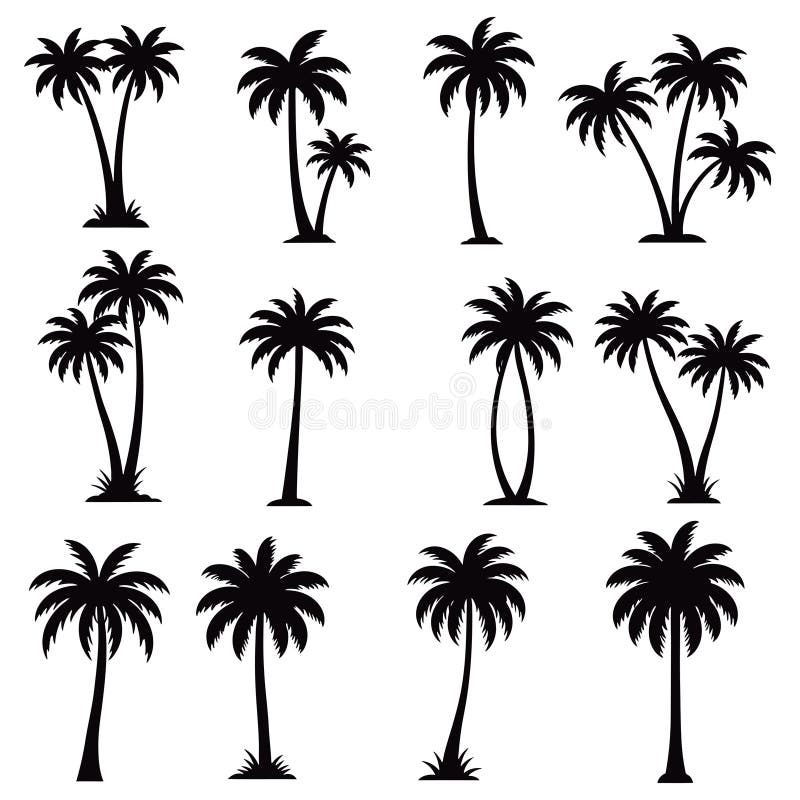 Minimalist Palm Tree Silhouette Bundle Tropical Landscape Vector Art ...