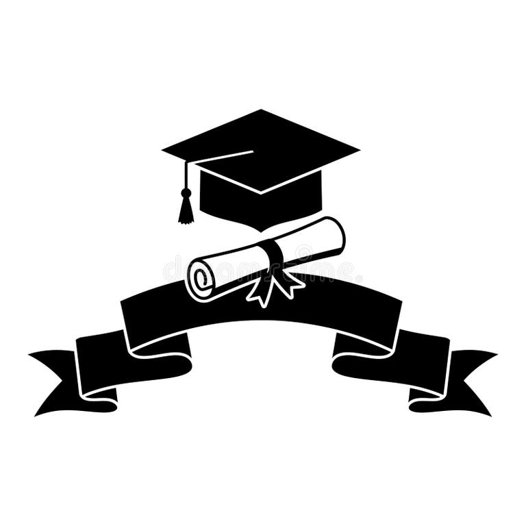 Bold Academic Icon with Diploma Ribbon and Graduation Cap Stock Vector ...