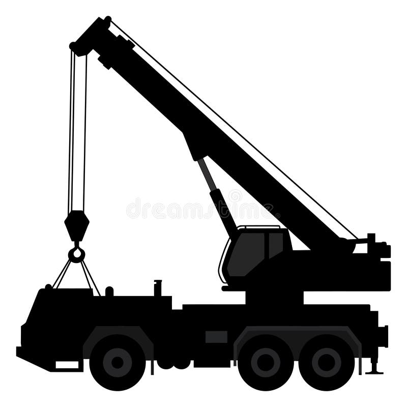 Mobile Crane Truck Silhouette for Construction and Equipment Graphics ...
